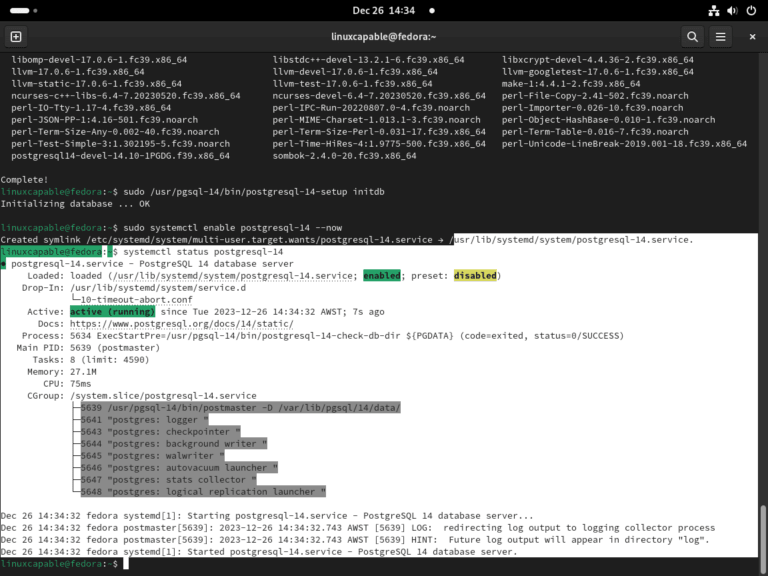 How To Install Postgresql 14 On Fedora 40 Or 39 Linux Linuxcapable